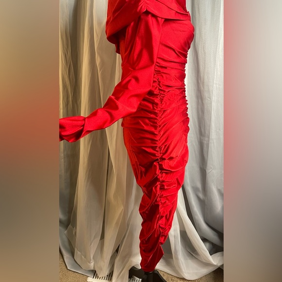 Dresses | Red Scrunched Dress | Poshmark